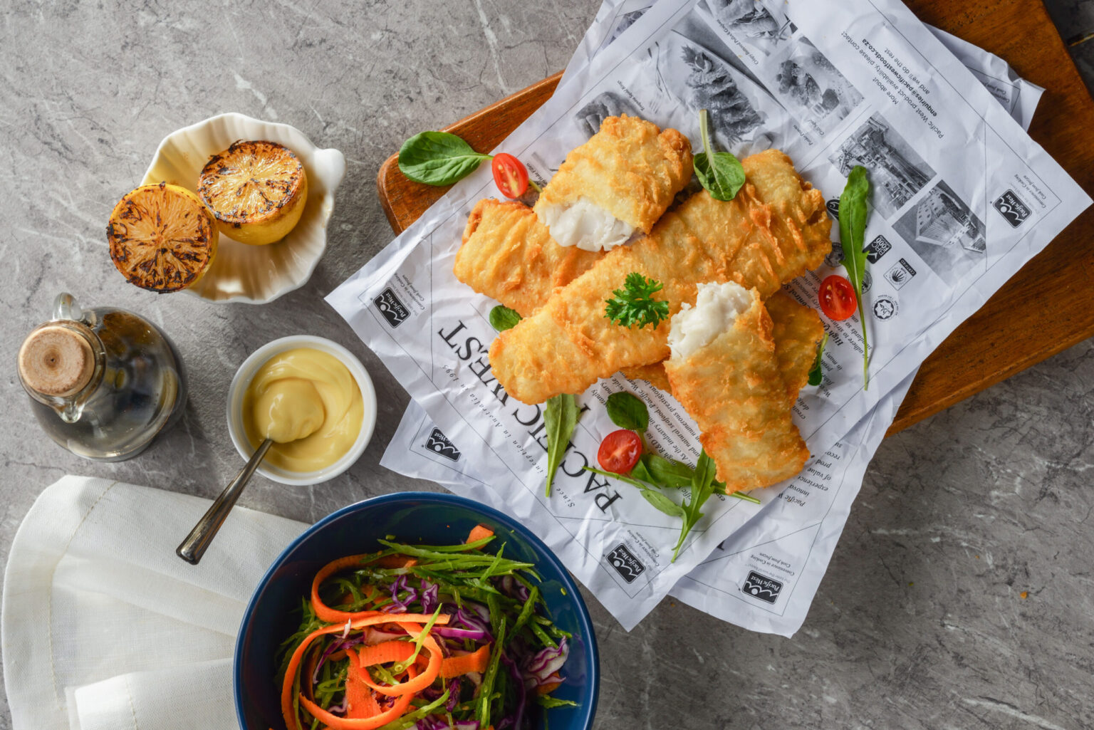 Crispy Salad Wrap with Tempura Fish Fillets and Asian Slaw – Pacific ...